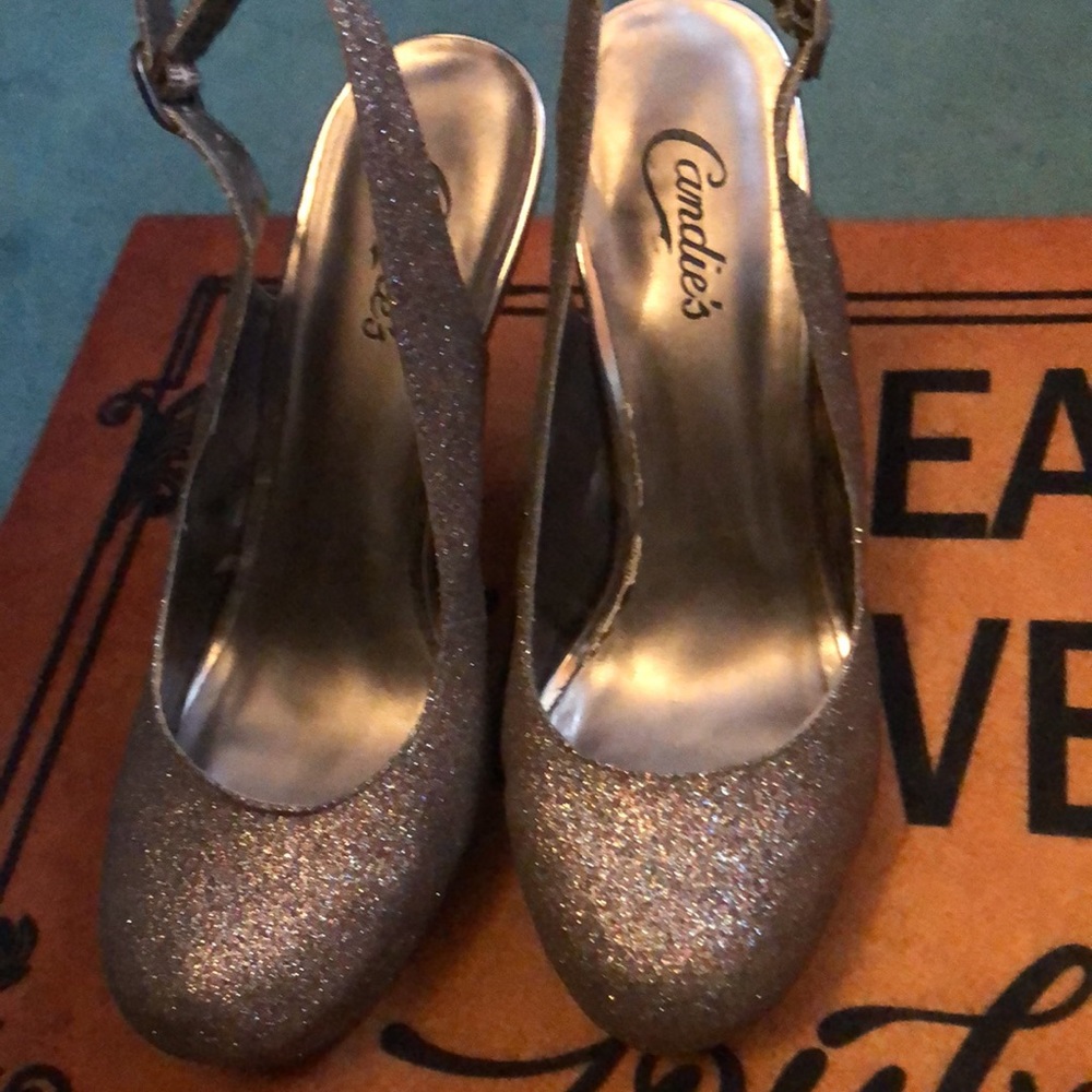 Candies Gold Glitter Platform Heels - Gem